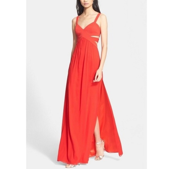 JAYGODFREY | Dresses | Jay Godfrey Evander Red Cutout Maxi Gown Sz 4 ...